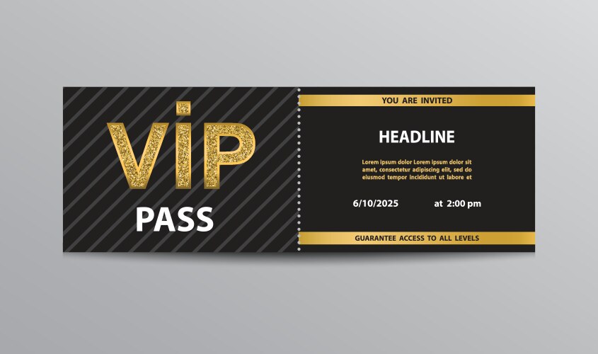 Vip pass admission template Royalty Free Vector Image
