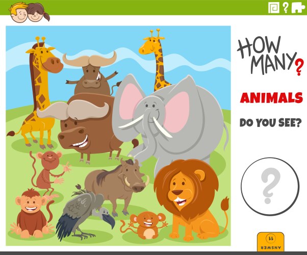 Counting number template with animal Royalty Free Vector