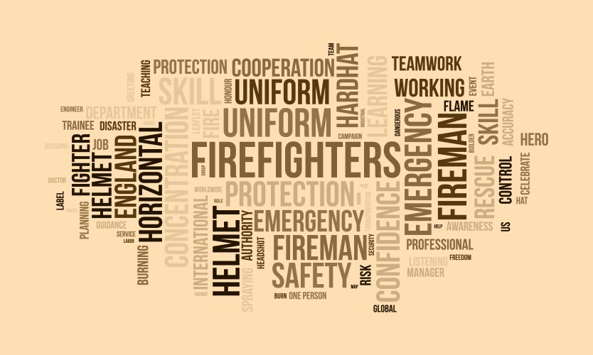 Firefighters day word cloud template career Vector Image