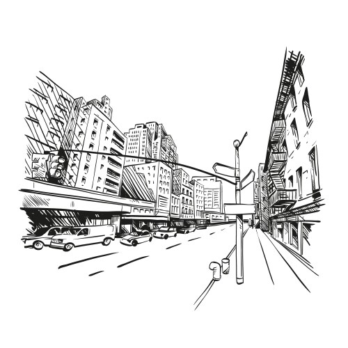 Hand drawn city plan sketch Royalty Free Vector Image