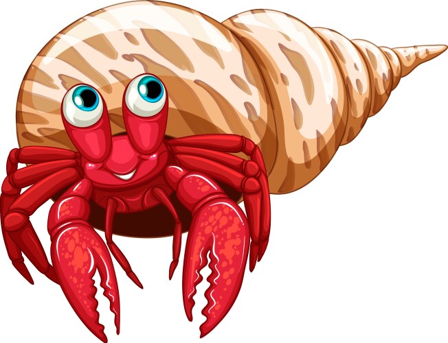 Cute hermit crab cartoon character at the beach Vector Image