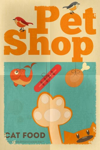 Poster pet shop cute cats yellow background Vector Image