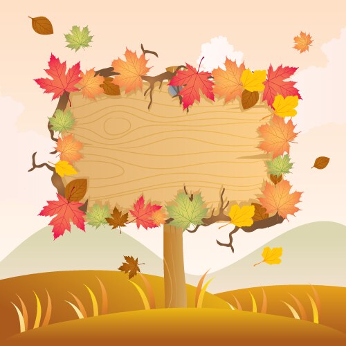Autumn welcome sign with colorful maple leaves Vector Image
