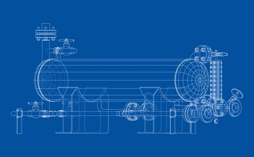 Vertical pressure tank blueprints Royalty Free Vector Image