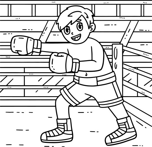 Boxing boxer evading coloring page for kids Vector Image