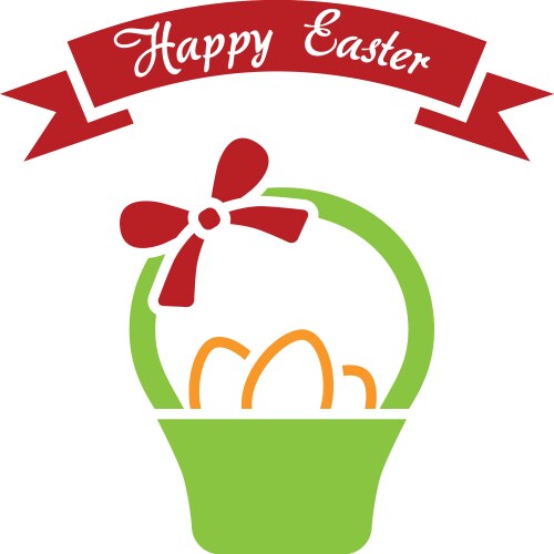 Happy easter egg silhouette with text and rabbit Vector Image