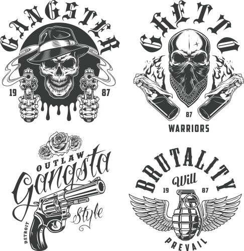 Set of gangster emblems Royalty Free Vector Image