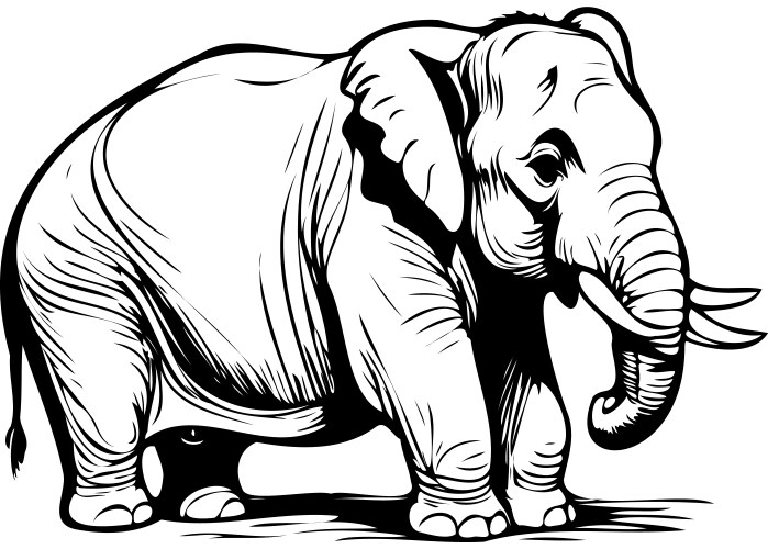 Realistic asian elephant sitting drawing Vector Image