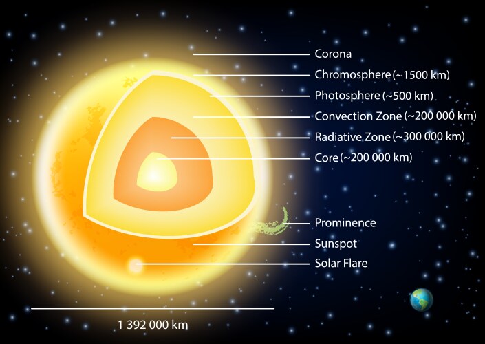 Diagram showing structure sun Royalty Free Vector Image