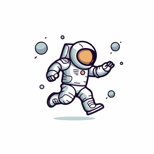 Astronaut running with two dumbbells Royalty Free Vector