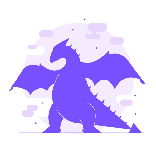 Flat design dragon silhouette Royalty Free Vector Image