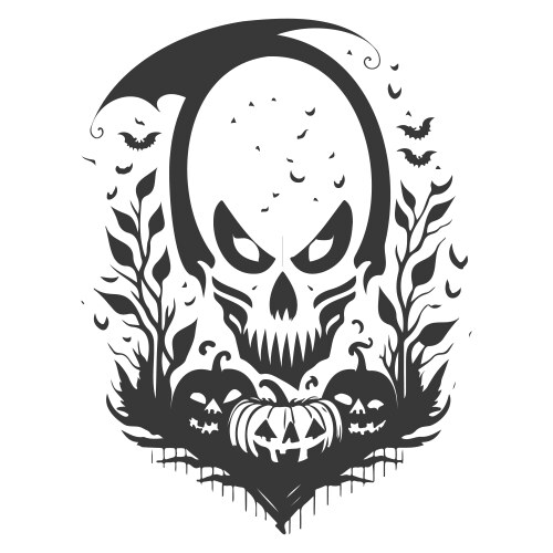 Halloween ghost reaper grey Royalty Free Vector Image