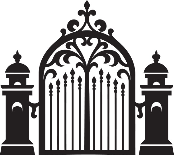 Elegant foliage portal church gate with scrolls Vector Image