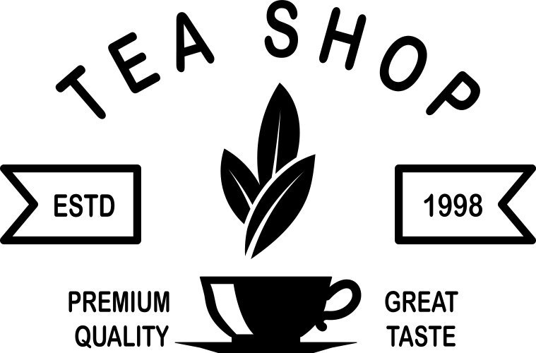 Tea house logo or badge template with pot Vector Image