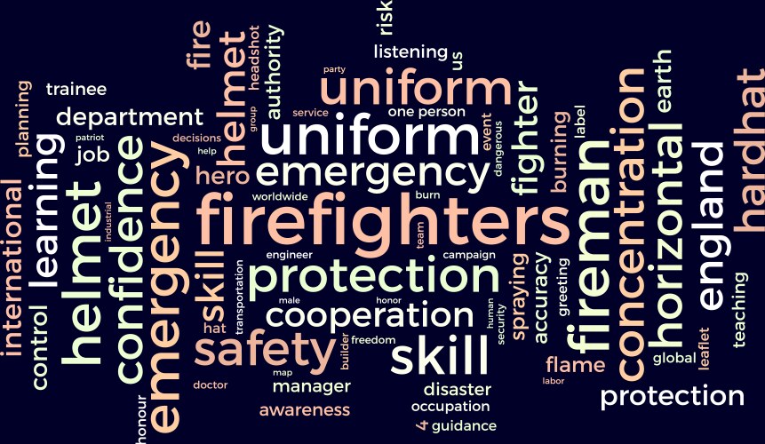 Firefighters day word cloud template career Vector Image