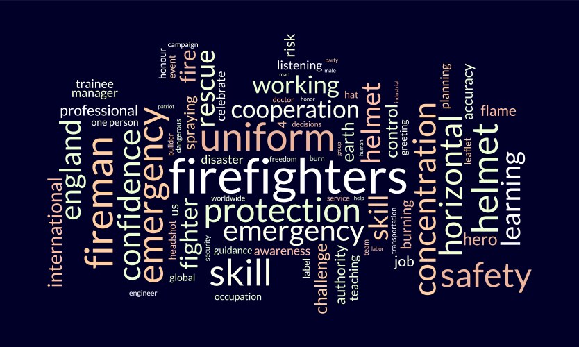 Firefighters day word cloud template career Vector Image