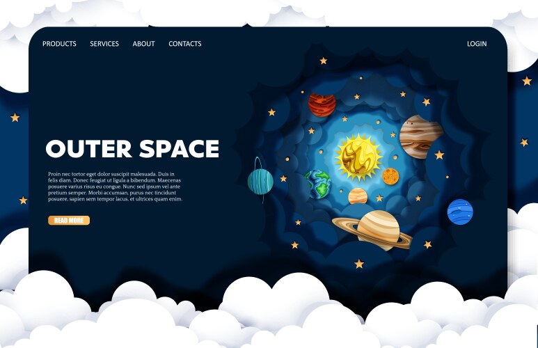 Solar system landing page website template Vector Image
