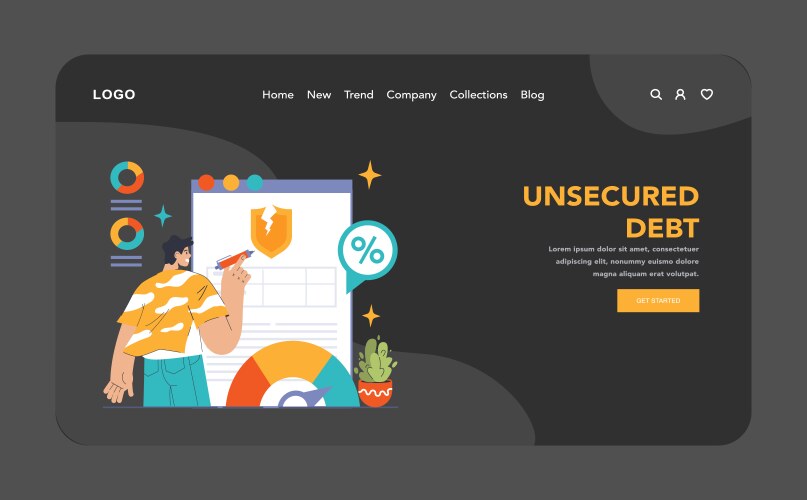Debt management web banner or landing page Vector Image