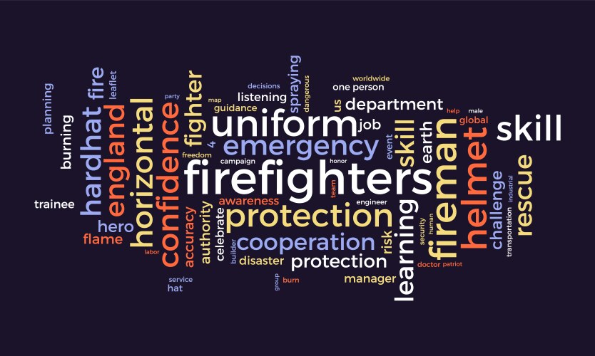 Firefighters day word cloud template career Vector Image