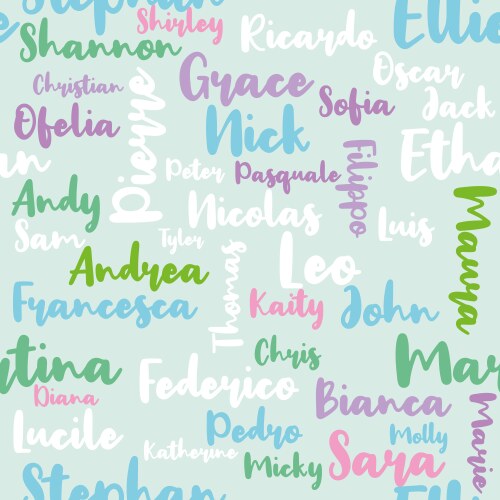 Seamless texture personal names background Vector Image