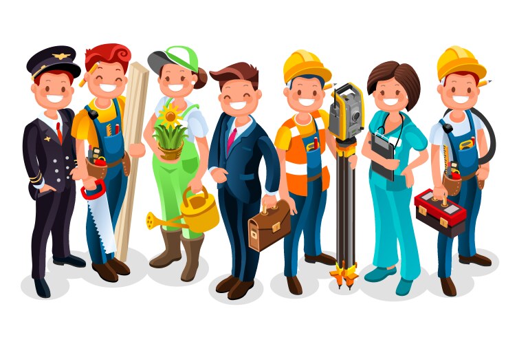 Professional workers labor day cartoons Royalty Free Vector