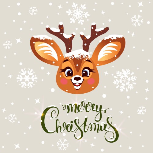 Cute winter deer with hares Royalty Free Vector Image