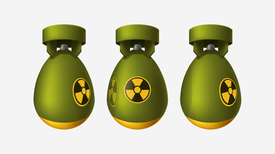 Nuclear bombs attack on blue Royalty Free Vector Image