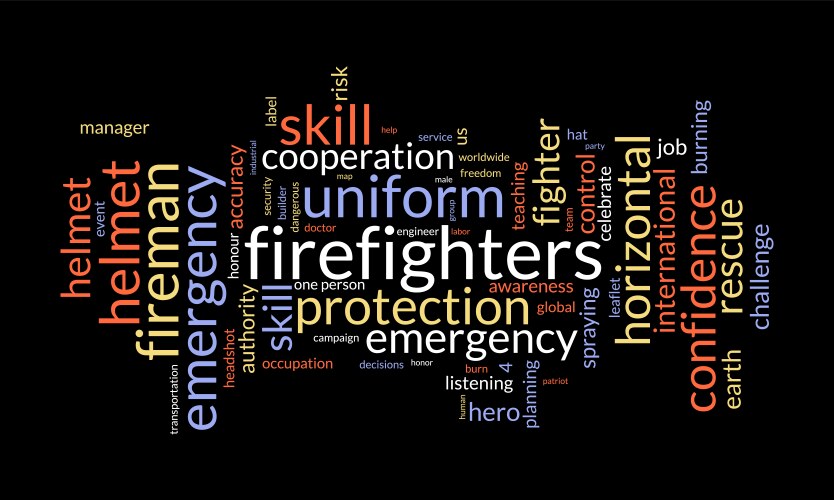 Firefighters day word cloud template career Vector Image