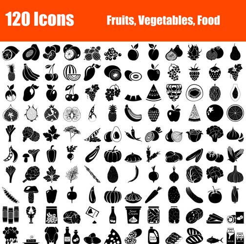 Black food icons Royalty Free Vector Image - VectorStock
