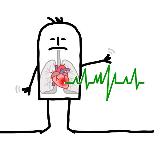 Cartoon doctor explaining cardiac system Vector Image