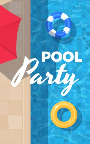 Cartoon color summer pool party concept template Vector Image