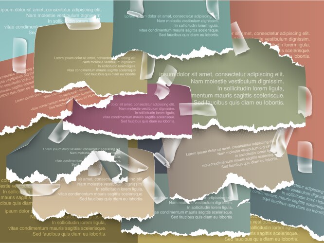 Set of paper cut elements torn newspaper collage Vector Image