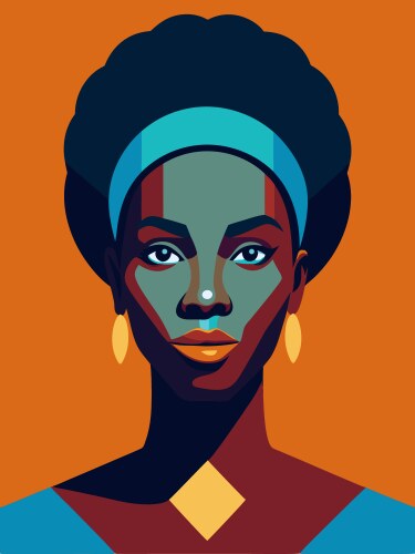Young afro american woman face front view elegant Vector Image