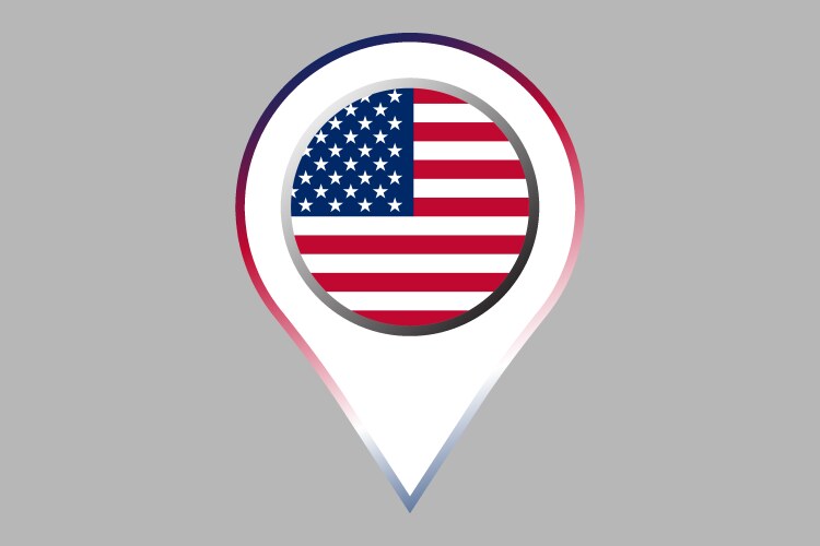 American flag with location sign Royalty Free Vector Image