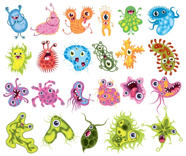 Cartoon microbes and bacteria Royalty Free Vector Image