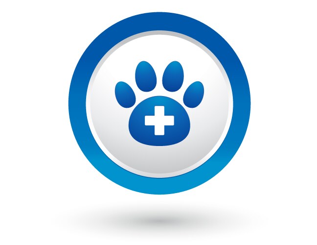 Blue veterinary icon with pets Royalty Free Vector Image