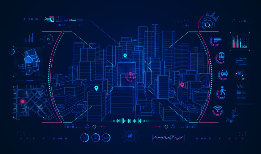 Virtual reality space futuristic vr frame head Vector Image