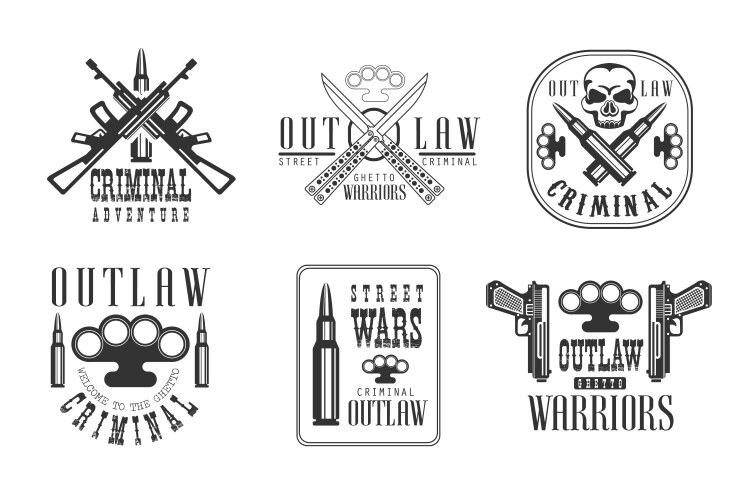 Set of vintage emblems with weapon gun revolver Vector Image