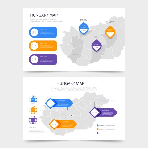 Flat hungary map infographic Royalty Free Vector Image