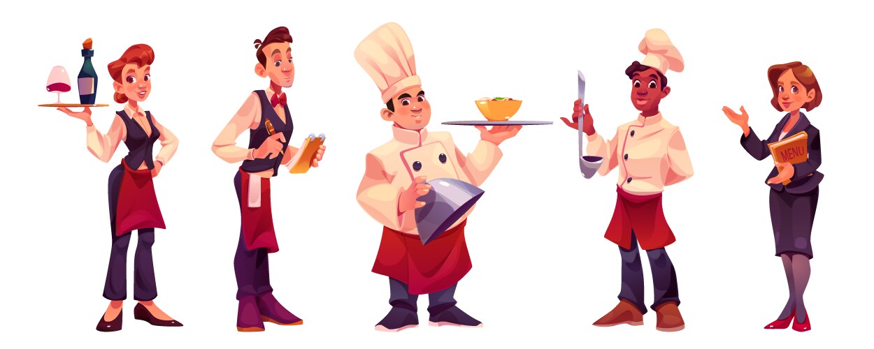 Restaurant kitchen interior with chef staff Vector Image