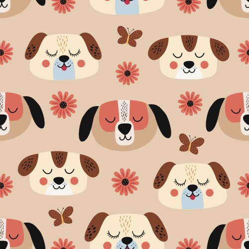 Seamless pattern with cute sleeping animals Vector Image