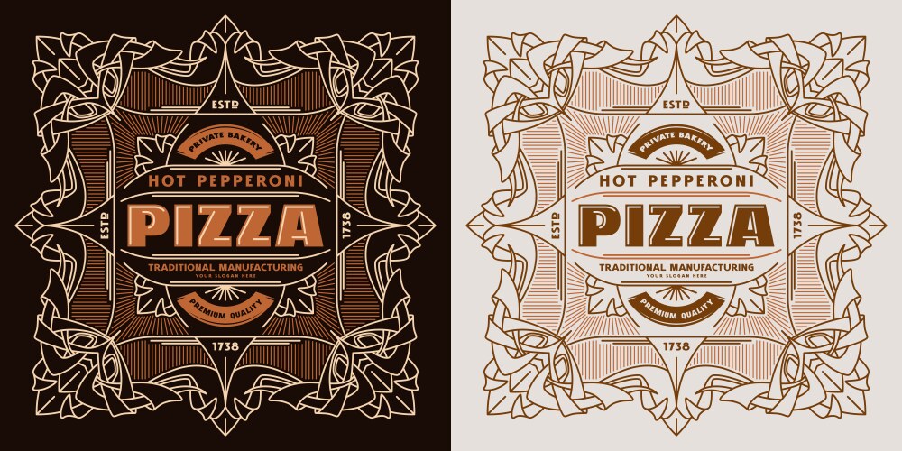 Template decorative label for the pizza box Vector Image