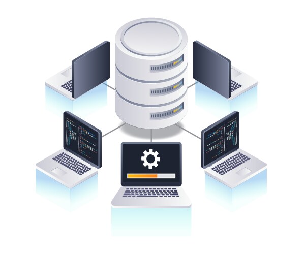 Computer network security management flat Vector Image