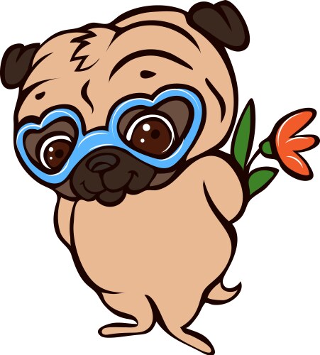 Shocked pug icon cartoon style Royalty Free Vector Image