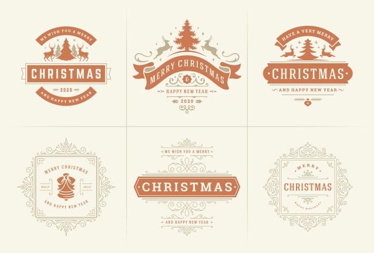 Set of decorative christmas holidays labels Vector Image