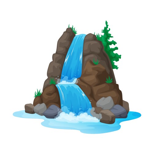 Cartoon River Waterfall Scene Royalty Free Vector Image