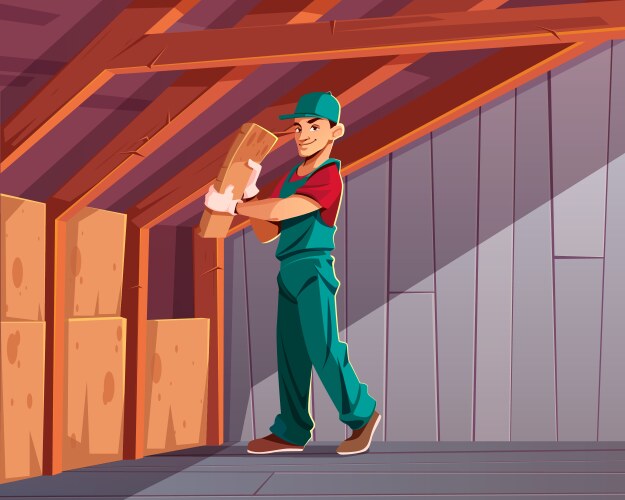 House thermal insulation works cartoon Royalty Free Vector