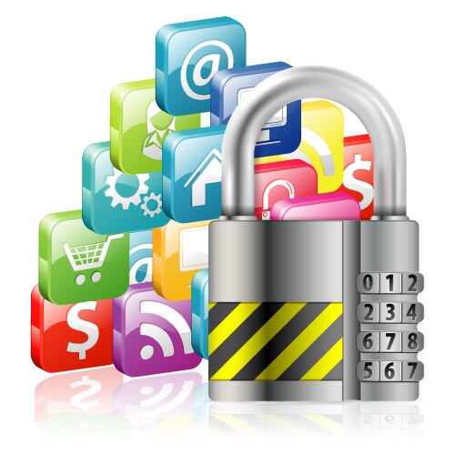 Mechanical lock padlock safety symbols Royalty Free Vector