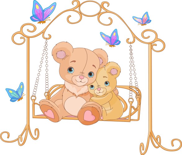 Cute cartoon teddy bear girl with bubble gum Vector Image