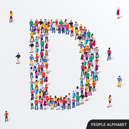 Large group people in letter n form human Vector Image